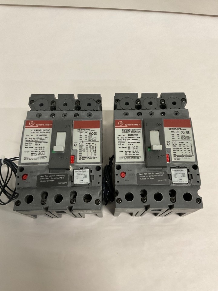 GE SELA36AT0030 30 Amp SPECTRA RMS Circuit Breaker w/ SRPE30A20 20A ...