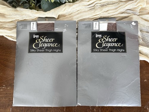 2 Vintage L'EGGS Sheer Elegance Silky Sheer Thigh Highs CD SATIN BEIGE ...