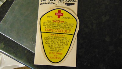VINTAGE WHIZZER TANK TOP SAFETY DECAL MOTOR BICYCLE PACEMAKER SPORTSMAN ...