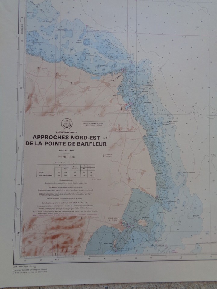 Marine Chart / Northeast Approaches of Barfleur Point 1984 Saint Vaast ...