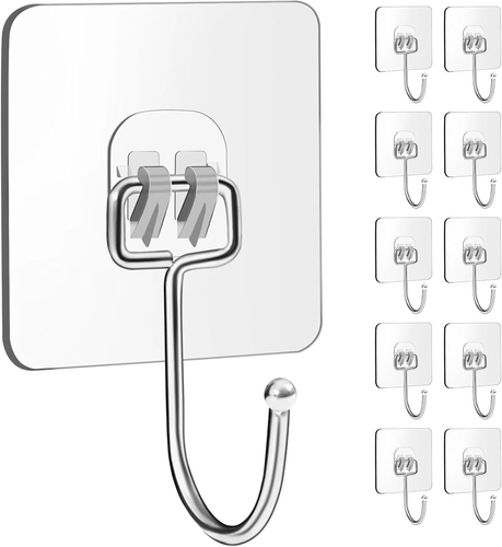 10 Packs Large Wall Hooks for Hanging Heavy Duty 33Lb(Max), Waterproof ...