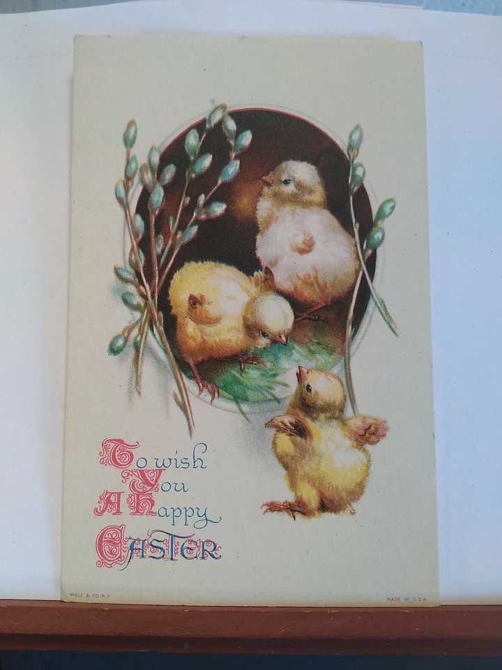 Vintage postcard. To wish you a happy Easter. Chicks. Ellen clapsaddle ...