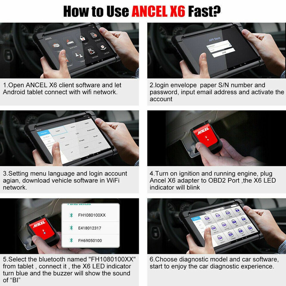 ANCEL X6 Automotive Bi-directional All System OBD2 Scanner Diagnostic ...