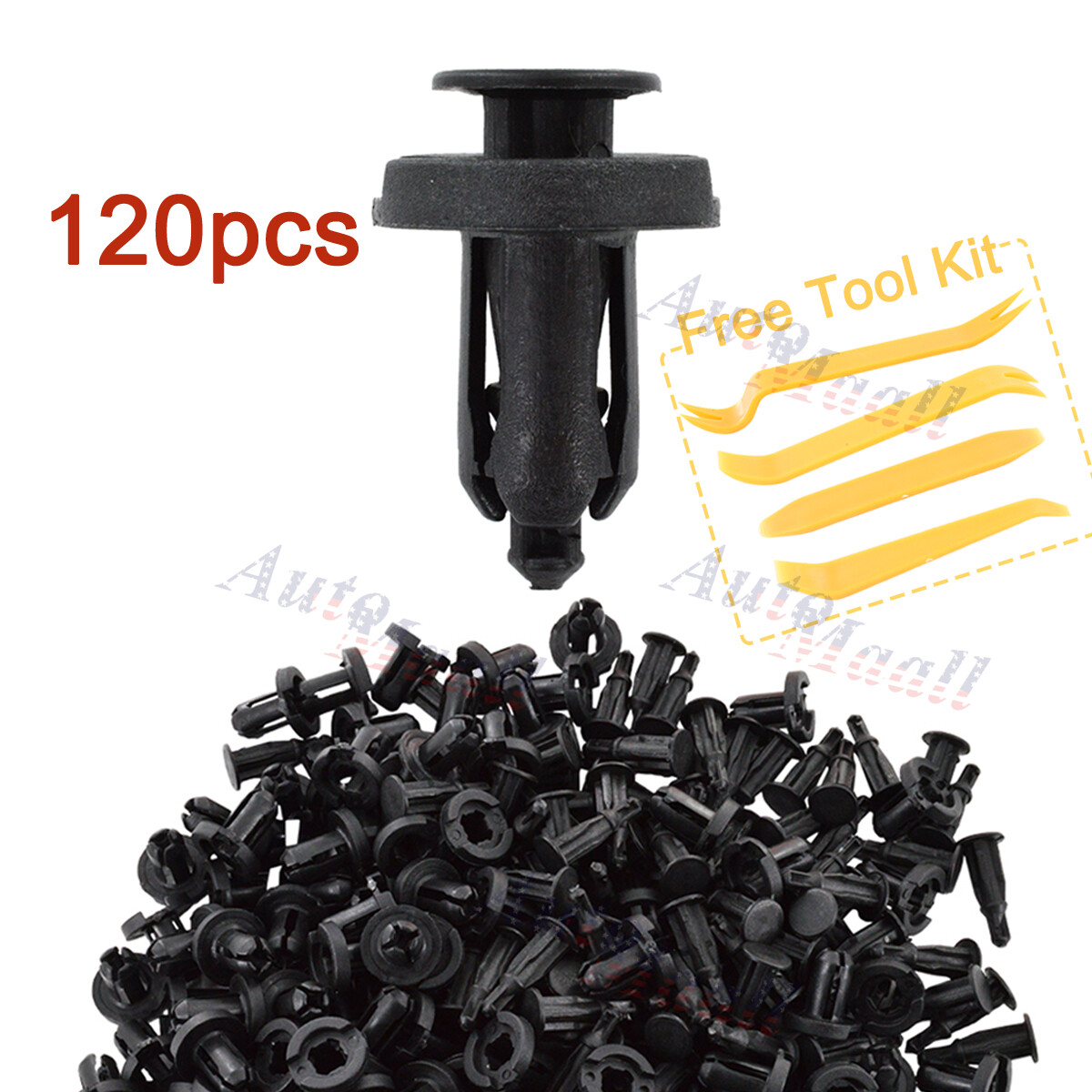 120 Pcs 10mm Bumper Hood Fender Splash Guard Retainer Push Clips ...