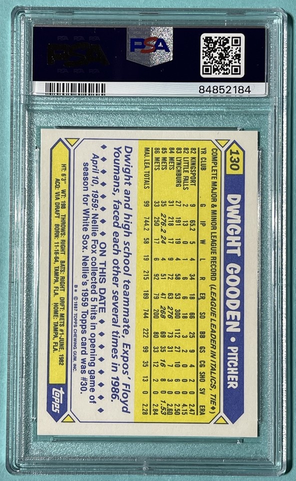 1987 Topps Tiffany Dwight Gooden #130 - PSA 9 Mint | eBay