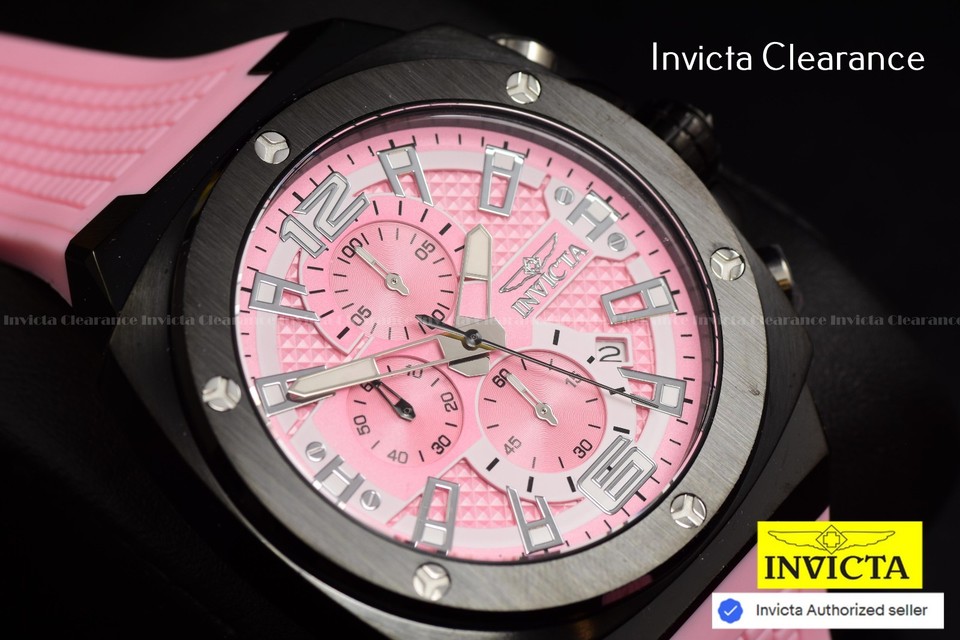 Invicta Invicta Racing 47mm Chronograph PINK DIAL Pink Siliocne SS ...