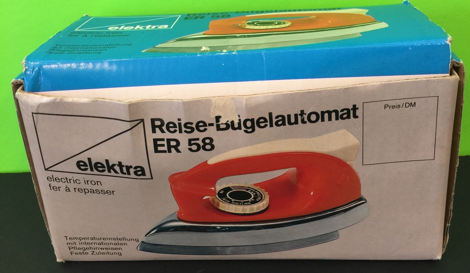 ELEKTRA EUROPEAN TRAVEL IRON ORIGINAL BOX INSTRUCTIONS EXTRA ADAPTERS ...