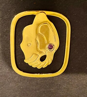 Judith Leiber gold tone metal elephant head money clip book mark purple ...