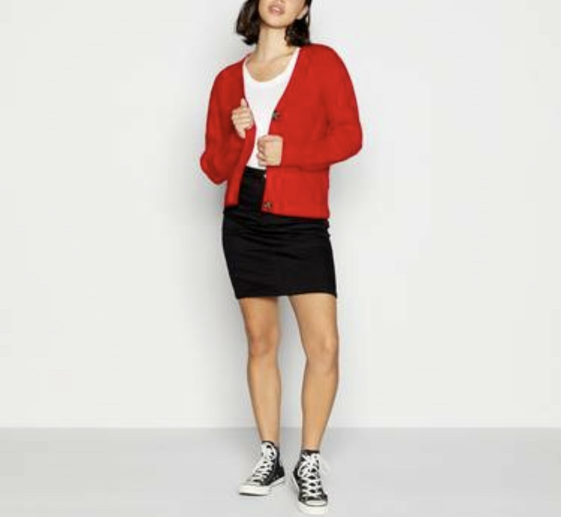 Red Herring Cropped Cardigan Ladies Knitted Thick Warm Soft Knit Cardi ...