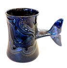 Vintage Doug Wylie Oversized Blue Whale Tail Mug Drip Glaze Tankard Sea ...