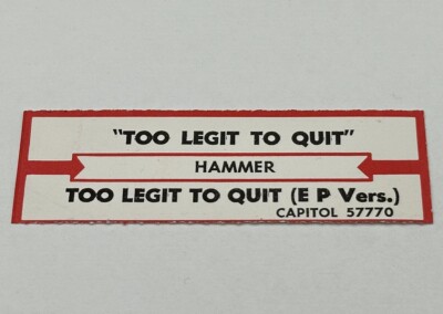 MC Hammer 2 Legit 2 Quit 1991 Capitol Records 57700 45 RPM Jukebox ...