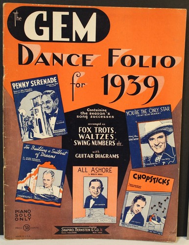 The Gem Dance Folio for 1939 Sheet Music Songbook Shapiro Bernstein ...
