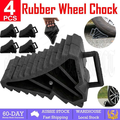 4Pcs Wheel Chock Rubber Tough Chocks Stops Car Trailer Boat Caravan ...