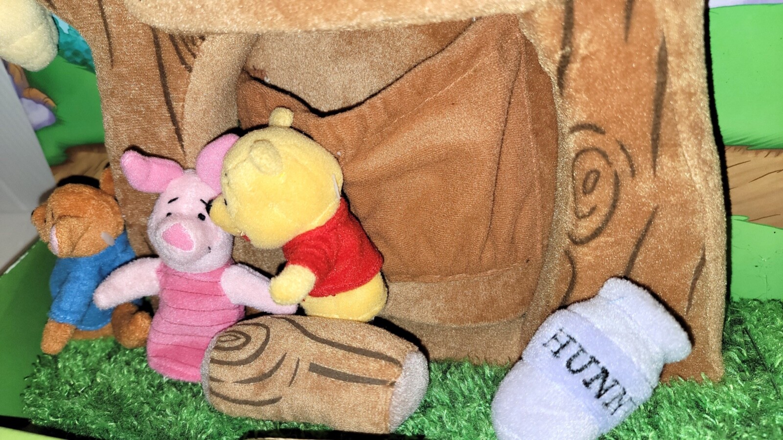 Disney Store Plush Winnie The Pooh Mr Sanders Tree House 5 Finger ...