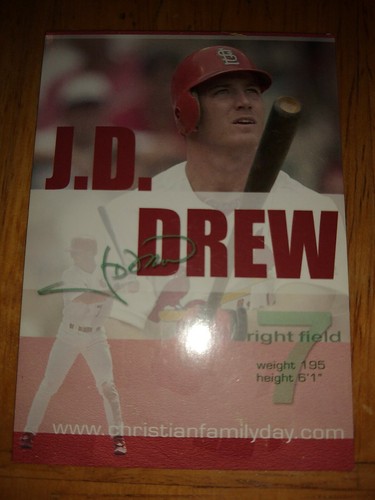 J.D. Drew St. Louis Cardinals Baseball Card Christian Family Day 2002 ...