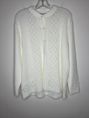 Vintage Lady Ronte Women’s Cardigan Sweater White Size XL Cottage Core ...
