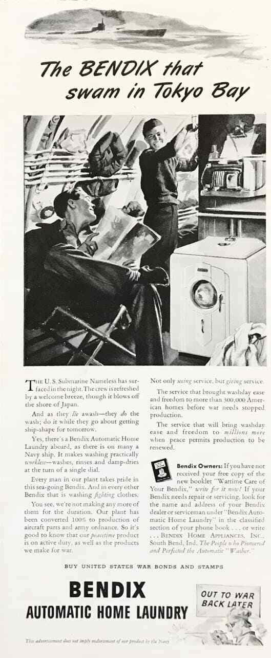 1942 Bendix Automatic Home Laundry PRINT AD The Bendix That Swam in ...