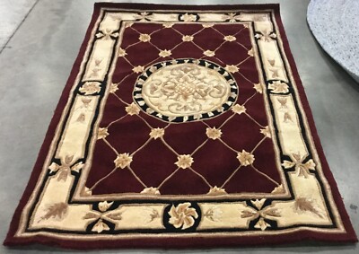 BURGUNDY / IVORY 4' X 6' Loose Thread Rug, Reduced Price 1172657406 ...