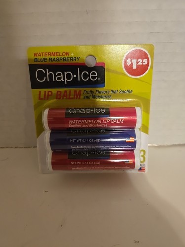 Chap Ice Lip Balm (Oralab) Watermelon & Blue Raspberry NEW - 3 count ...