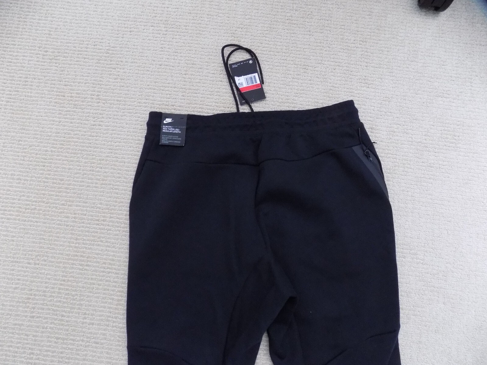 NEW MENS L LARGE NIKE TECH FLEECE BLACK JOGGERS SLIM TAPER PANTS 805162 ...