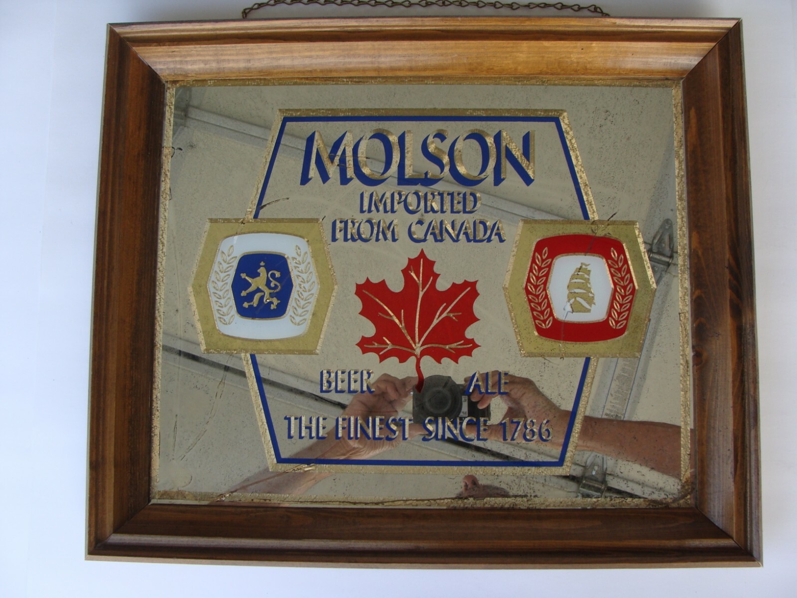 MOLSON GOLDEN BEER ALE SIGN Wood Frame 15"x18" IMPORTED CANADA FINEST ...