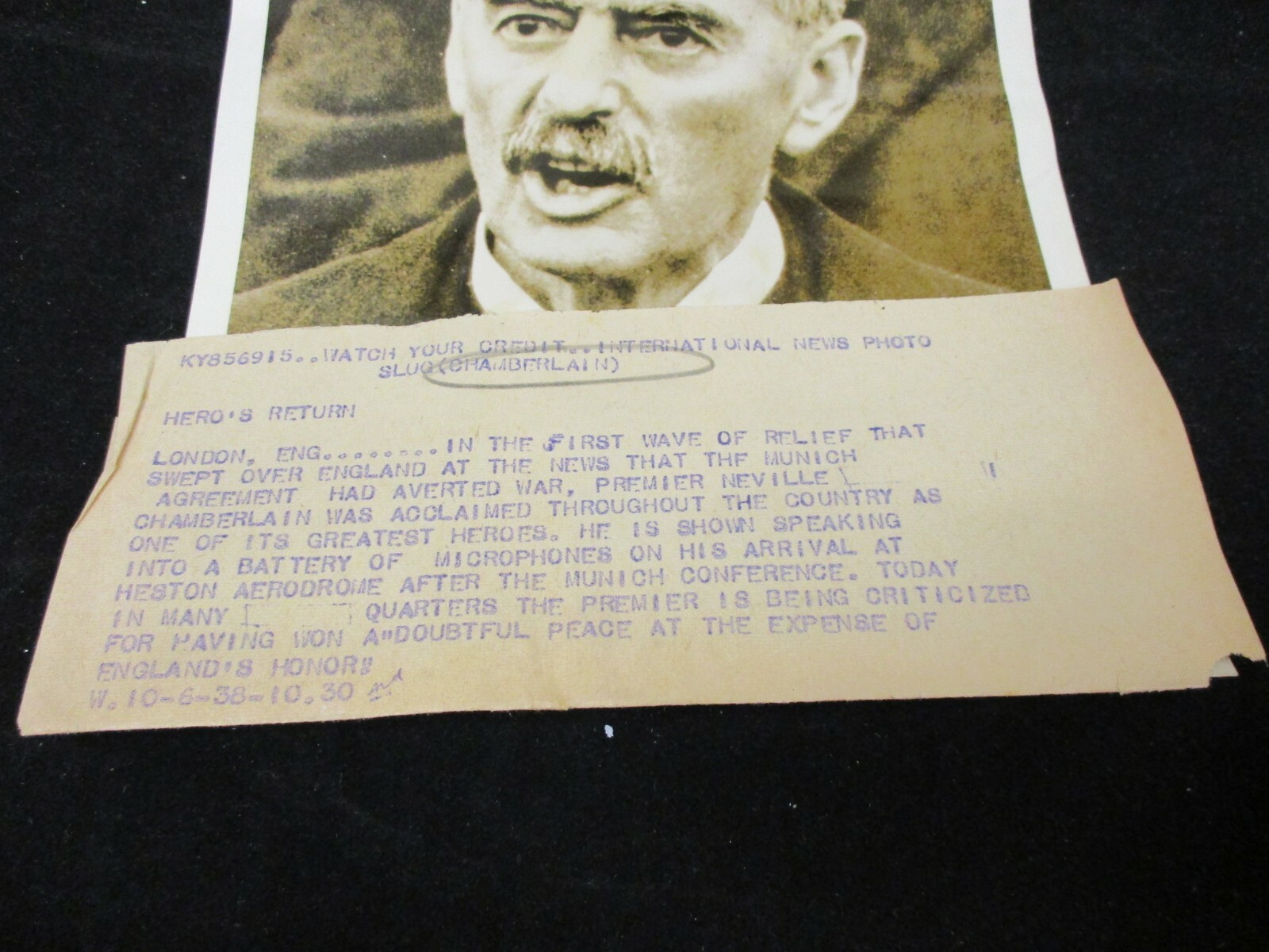 1938 Press Photo British Prime Minister Neville Chamberlain Munich ...