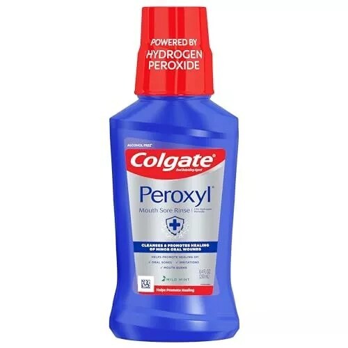 Colgate Peroxyl Antiseptic Mouth Sore Rinse Alcohol Free 1.5% Hydrogen ...