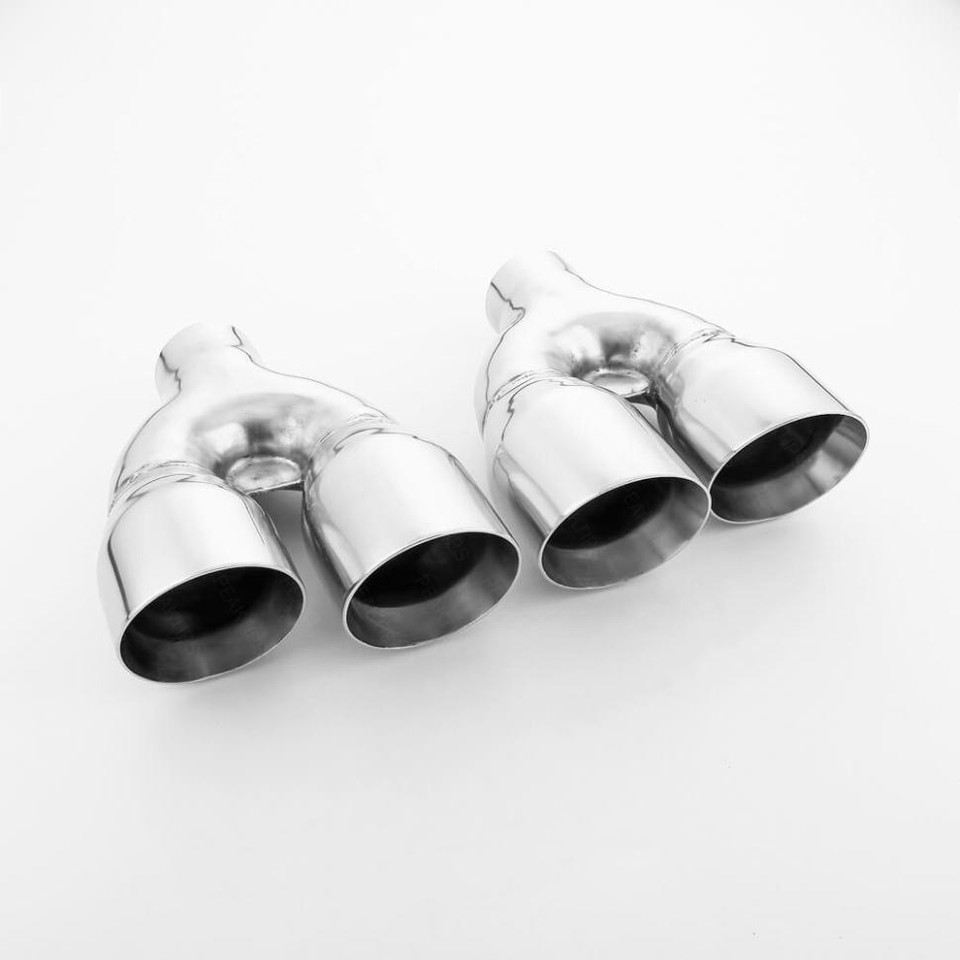 Stainless Steel Chrome Exhaust Tips 2-1/4" In Quad 3-1/2" Out Staggered ...