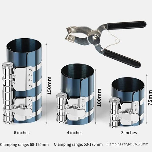Engine Piston Ring Installer Tool Set with Compression Clamp and Pliers ...