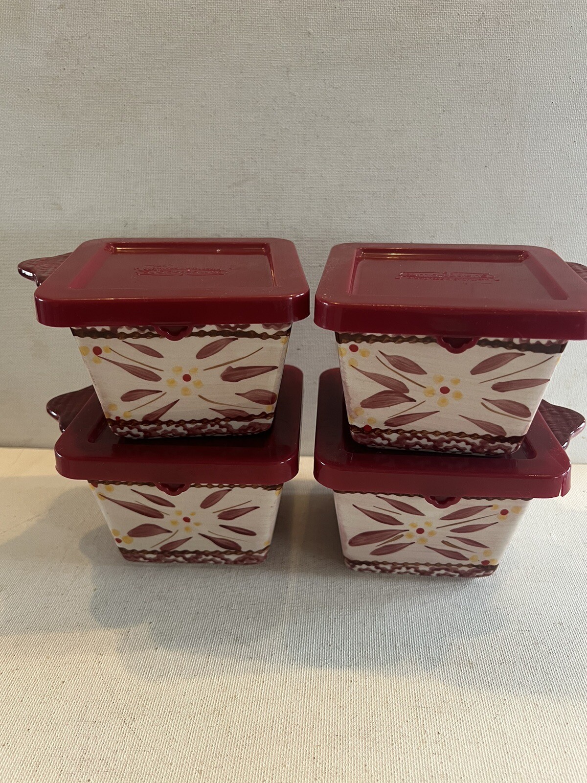 Cranberry Temptation Presentable Ovenware By Tara Set 4 Storage ...