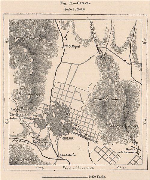 Orizaba. Veracruz, Mexico 1885 old antique vintage map plan chart | eBay