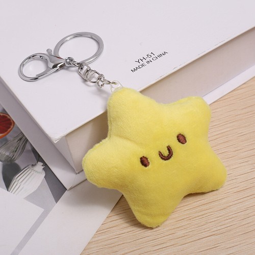 Plush Star Keychains Cute Girl Heart Healing Car Keys Doll Backpack ...