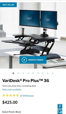 VARIDESK Pro Plus 36" Dual Monitor Adjustable Standing Desk Converter ...