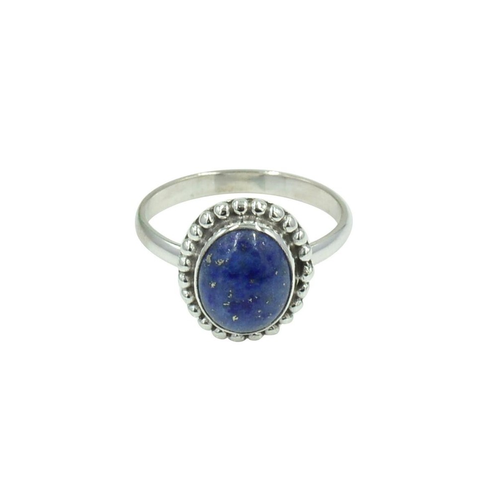 Beautiful Blue Lapis Lazuli Oval Gemstone 925 Sterling Silver Ring Gift ...