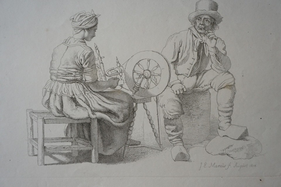 Jacob MARCUS (1774-1826) GRAVURE ORIGINALE SCENE DE GENRE VIEUX METIER ...