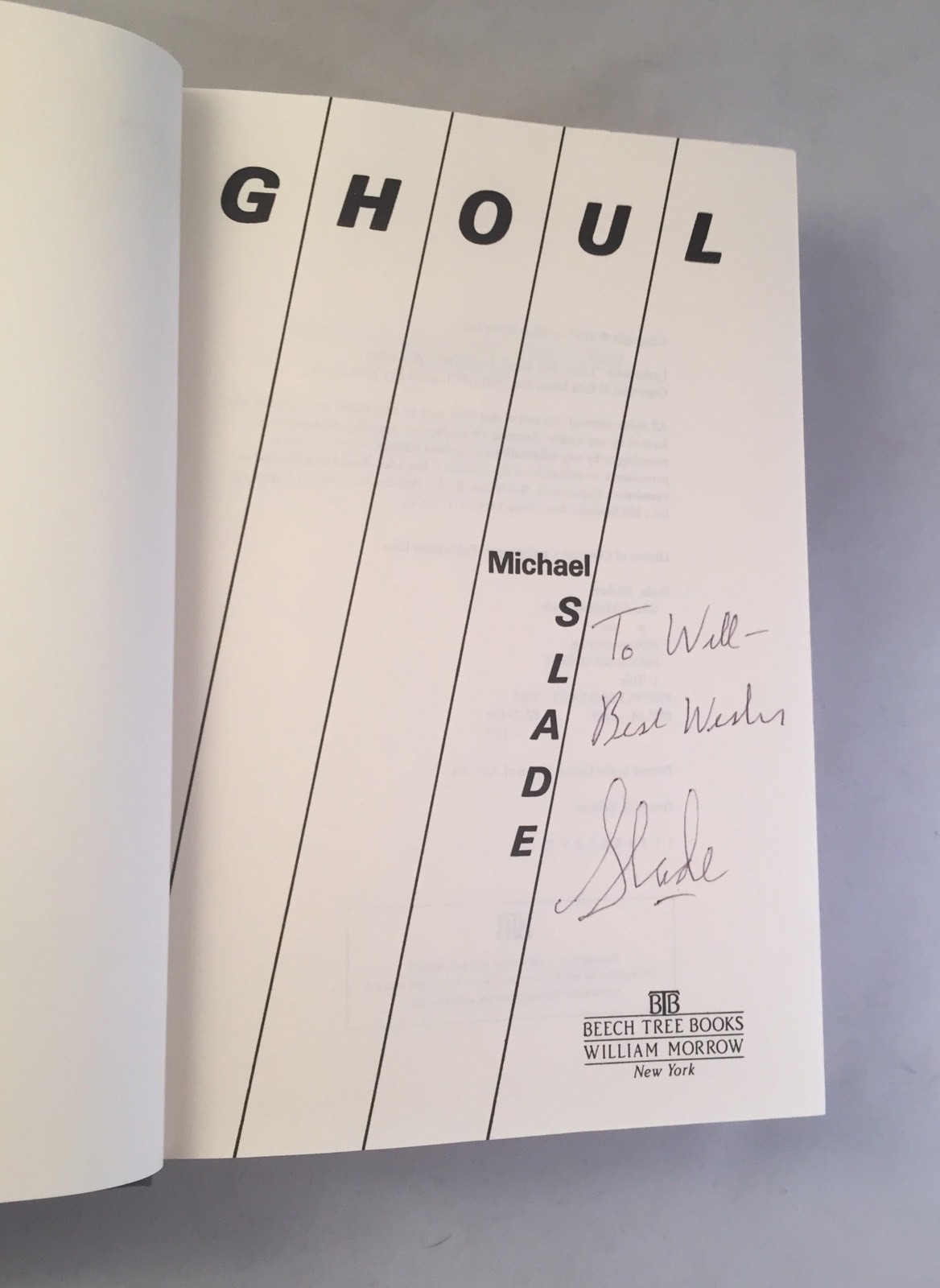 Ghoul-Michael Slade-SIGNED!!-INSCRIBED!!-TRUE First Edition/1st ...