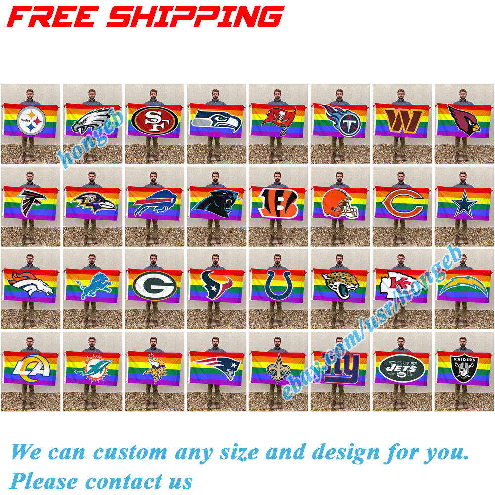 Full NFL Team LGBT Flag Rainbow Pride Banner 3x5ft Lesbian Gay - PICK ...