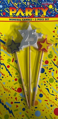 25th Birthday / Anniversary Party Supplies Candle Decoration Set (3 ...