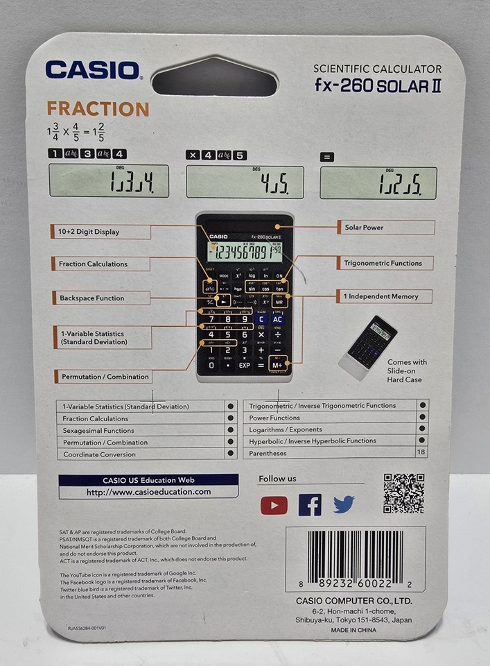 New Old Stock - Casio fX-260 Solar II Scientific Calculator ...