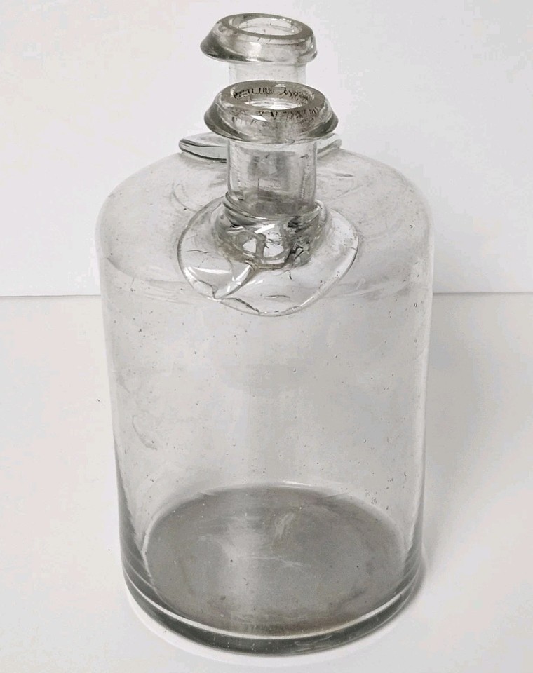 Antique Blown Glass Woulff Bottle Vessel Double Outlet Chemistry Rotary ...