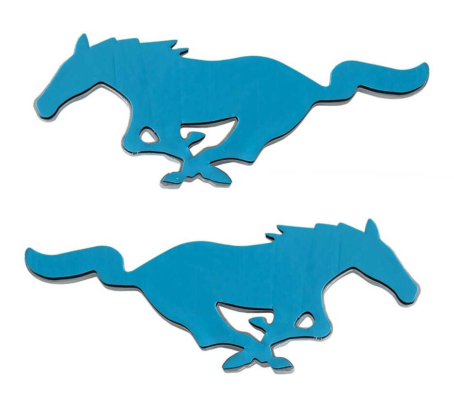NEW! Mustang Chrome Running Horse Pony Emblems Pair Stick on Back ...