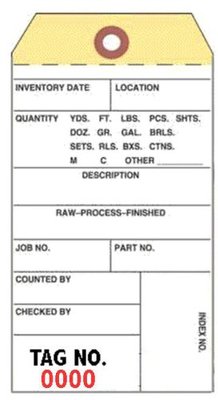 Inventory Tags, 3-Part Carbonless NCR, 3-1/8" x 6-1/4", Box of 500, 30 ...