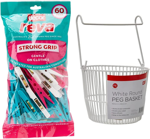 Reva Assorted Clothes Pegs, 60 Piece & L.T. Williams 1019 Peg round ...