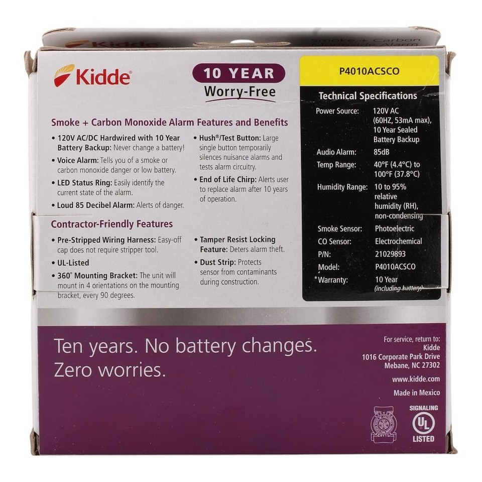 Kidde P4010ACSCO Hardwired Combination Smoke and Carbon Monoxide ...