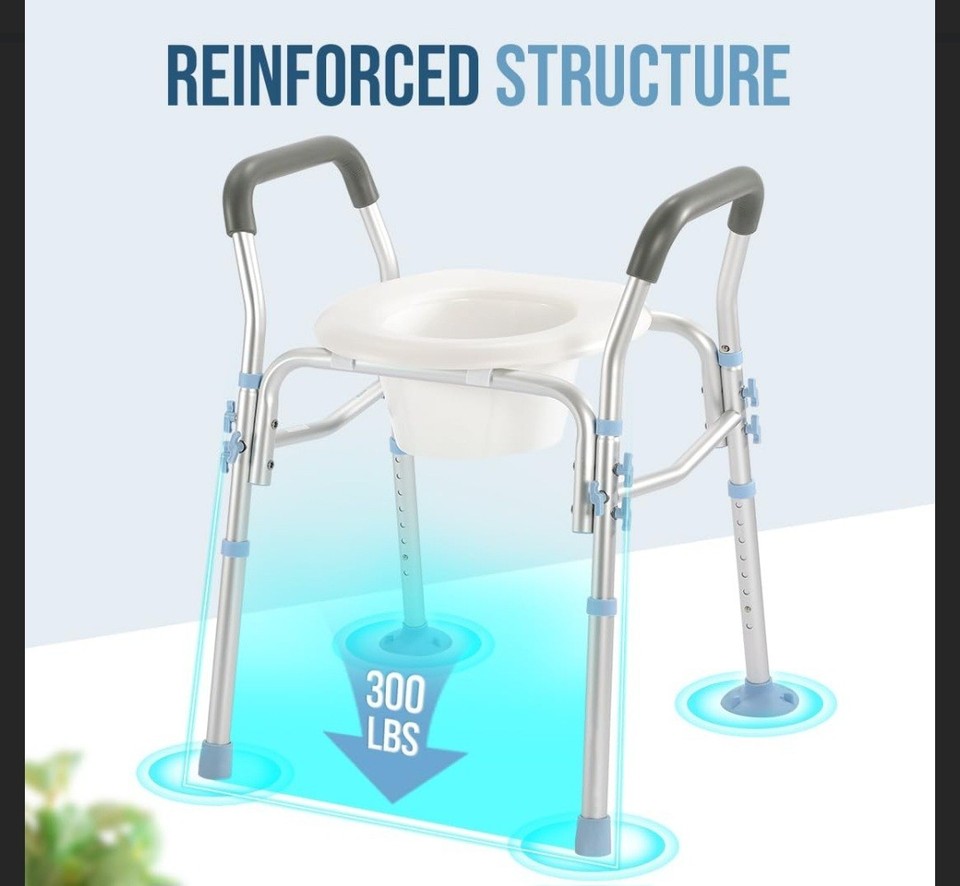 OasisSpace Stand Alone Raised Toilet Seat 400lb Medical Commode/ Splash ...