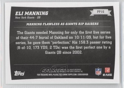 2010 Topps Peak Performance Eli Manning #PP16 | eBay