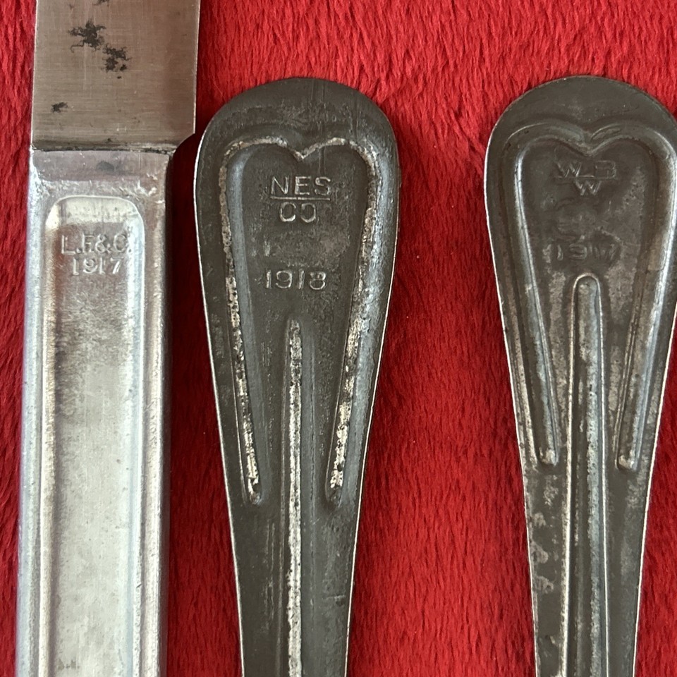 WW1 US Army Mess Kit Utensil Set Spoon Knife Fork 1917 1918 | eBay