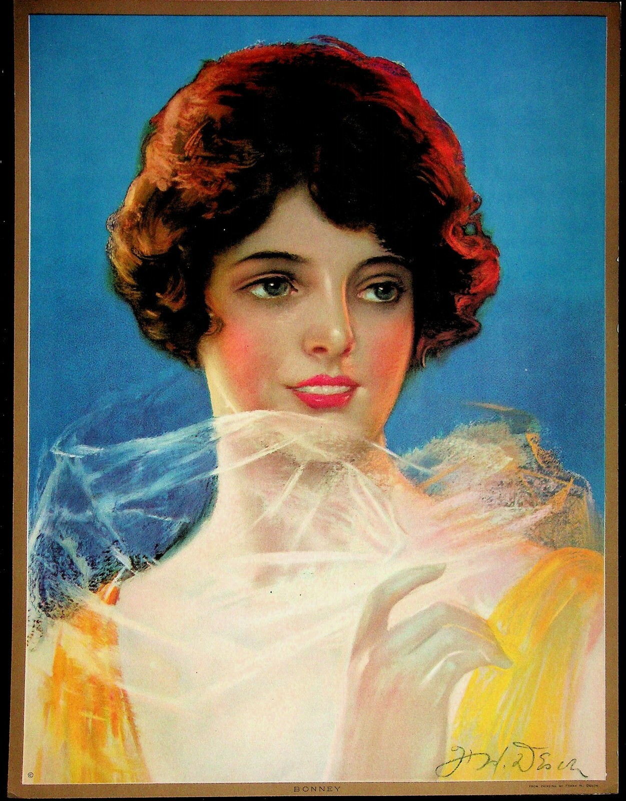 Frank Desch Vintage Calendar Art Bonney 10x13 Pretty Girl 1920's | eBay