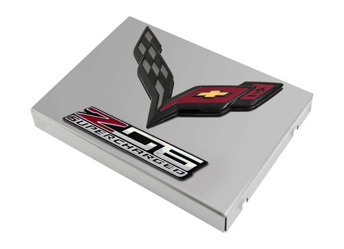 C7 Corvette Brushed Engine Fuse Box Cover - Black Crossed Flag & Z06 ...