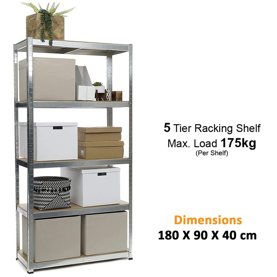 5 Tier Racking Shelf Heavy Duty Garage Shelving Storage Shelves Unit ...
